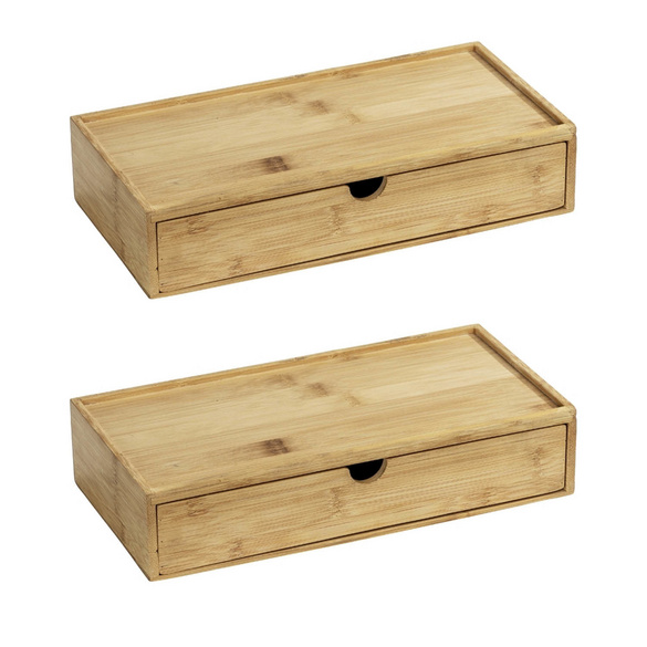 Aufbewahrungsbox „Terra“ mit Schublade, 2er Set, Bambus WENKO | 3PAGEN