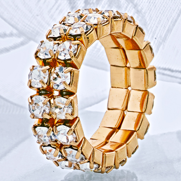 Strass-Ring elastisch, goldfarben | 3PAGEN