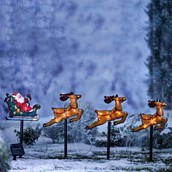 Weihnachtsdeko mit Solar "Santa mit Rentier-Schlitten" 55866000 | 3PAGEN