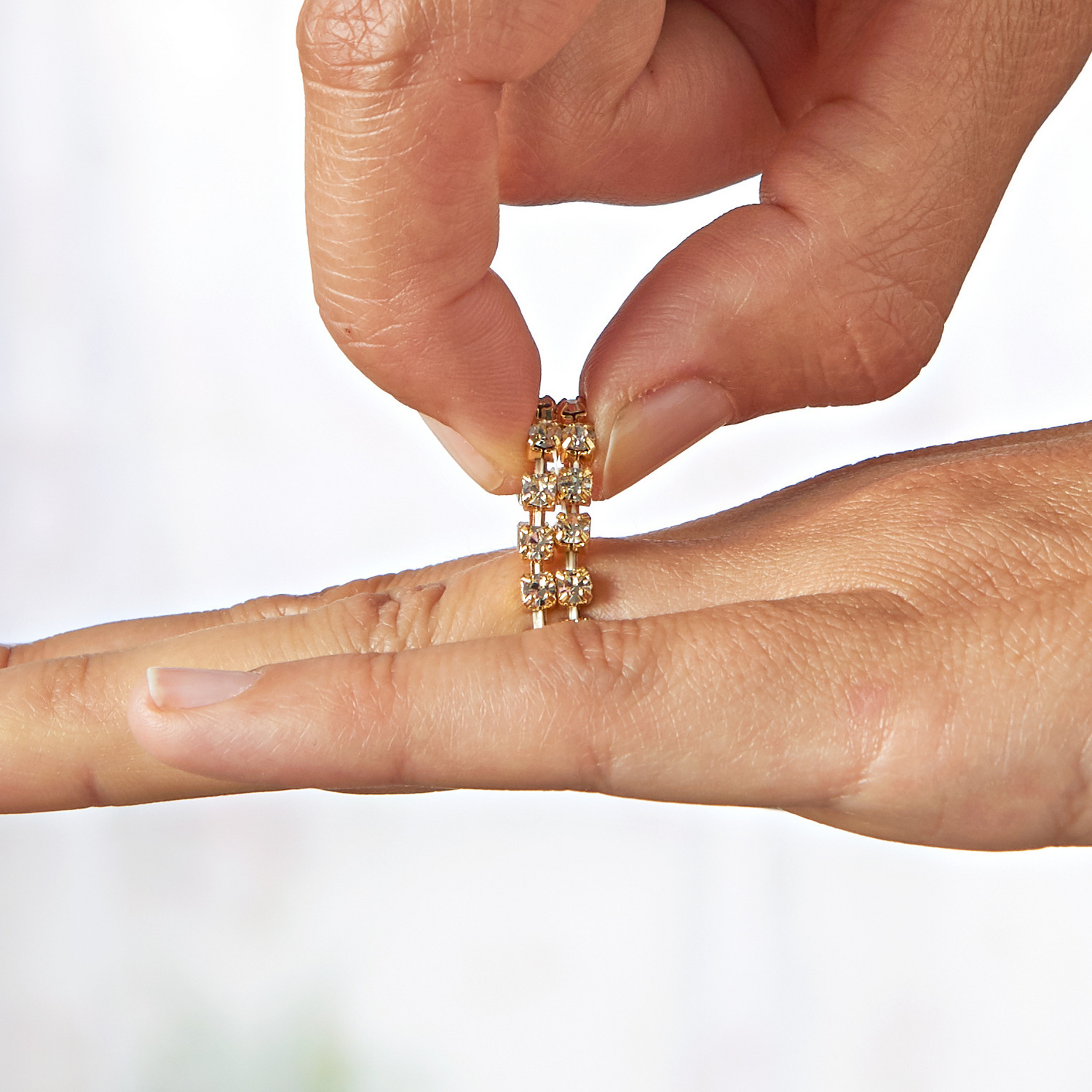 Strass-Ring elastisch, goldfarben | 3PAGEN